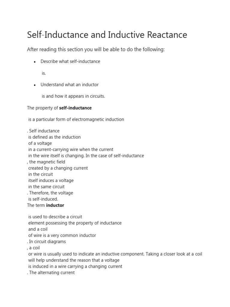 Self Induction | PDF | Inductance | Inductor