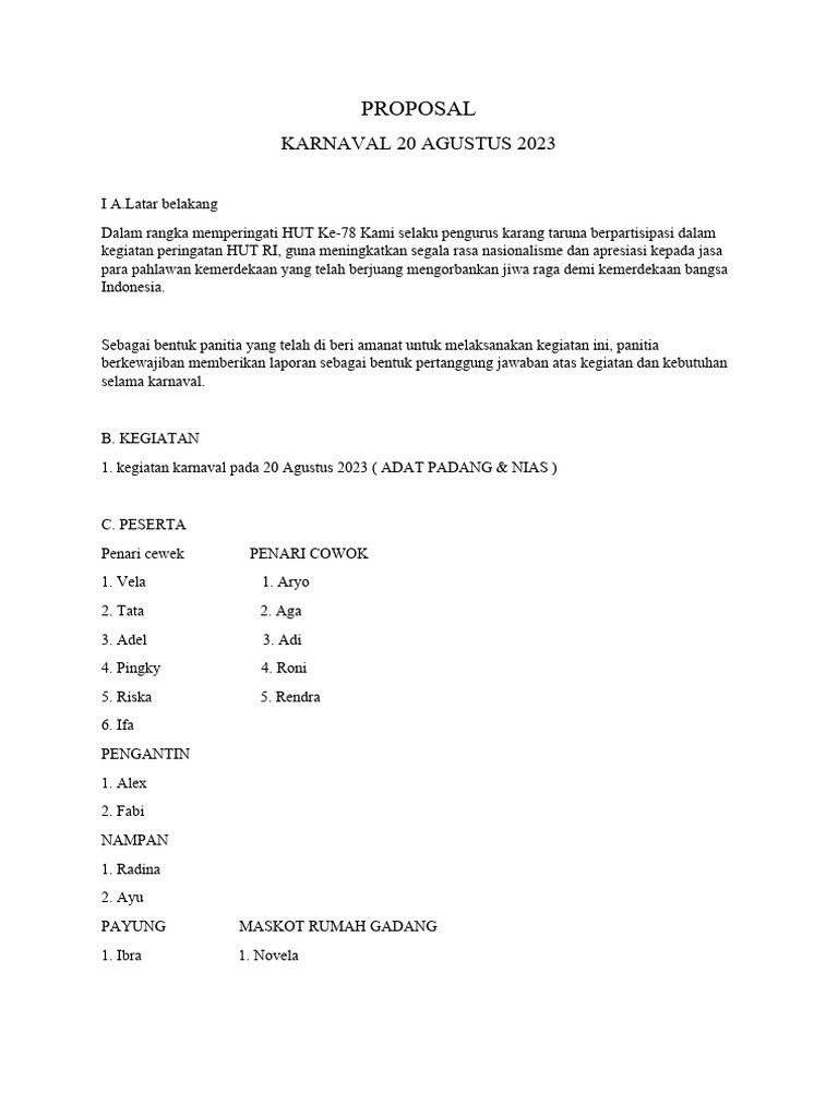 Proposal Karnaval | PDF