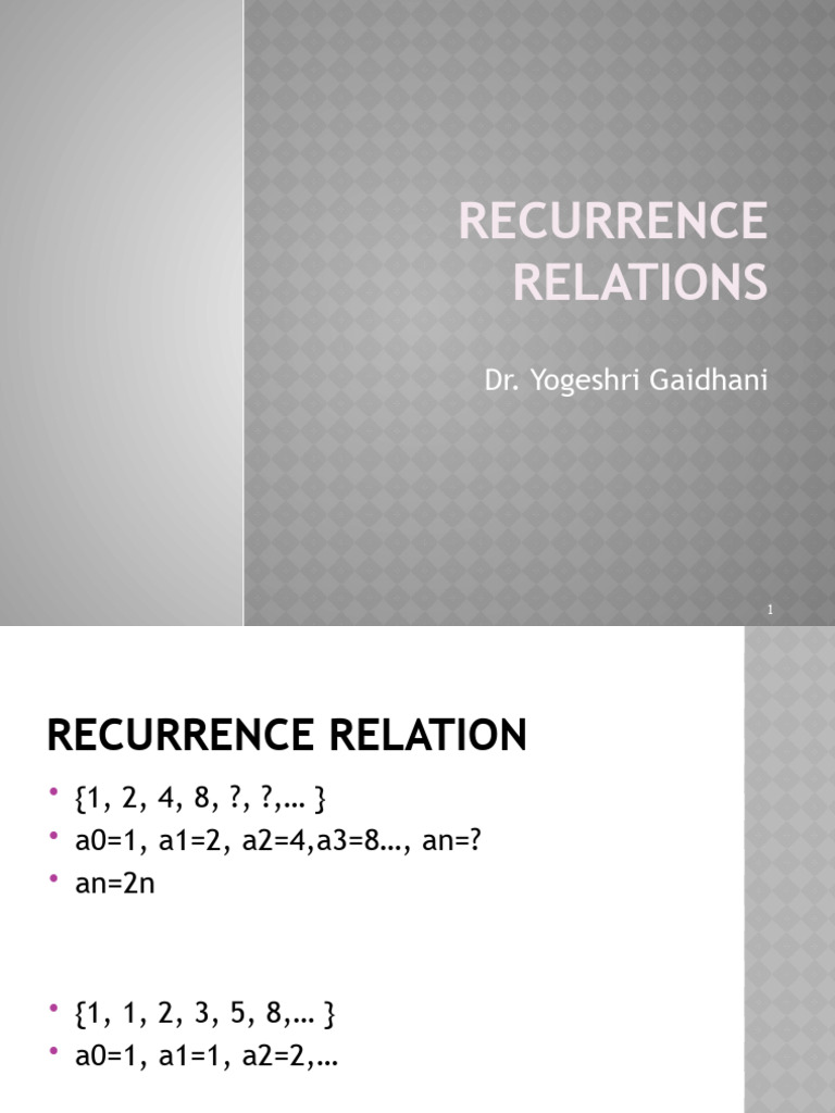 Recurrence Relations Pdf Recurrence Relation Equations