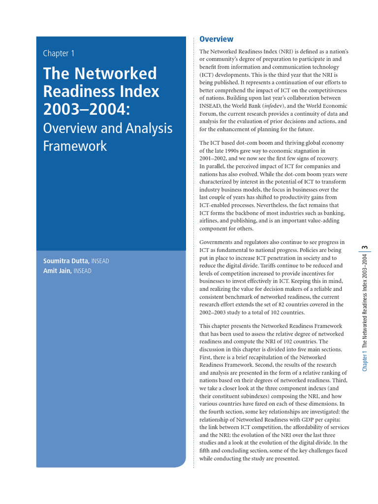 The Networked Readiness Index 2003-2004:: Overview and Analysis Framework | PDF | Information ...