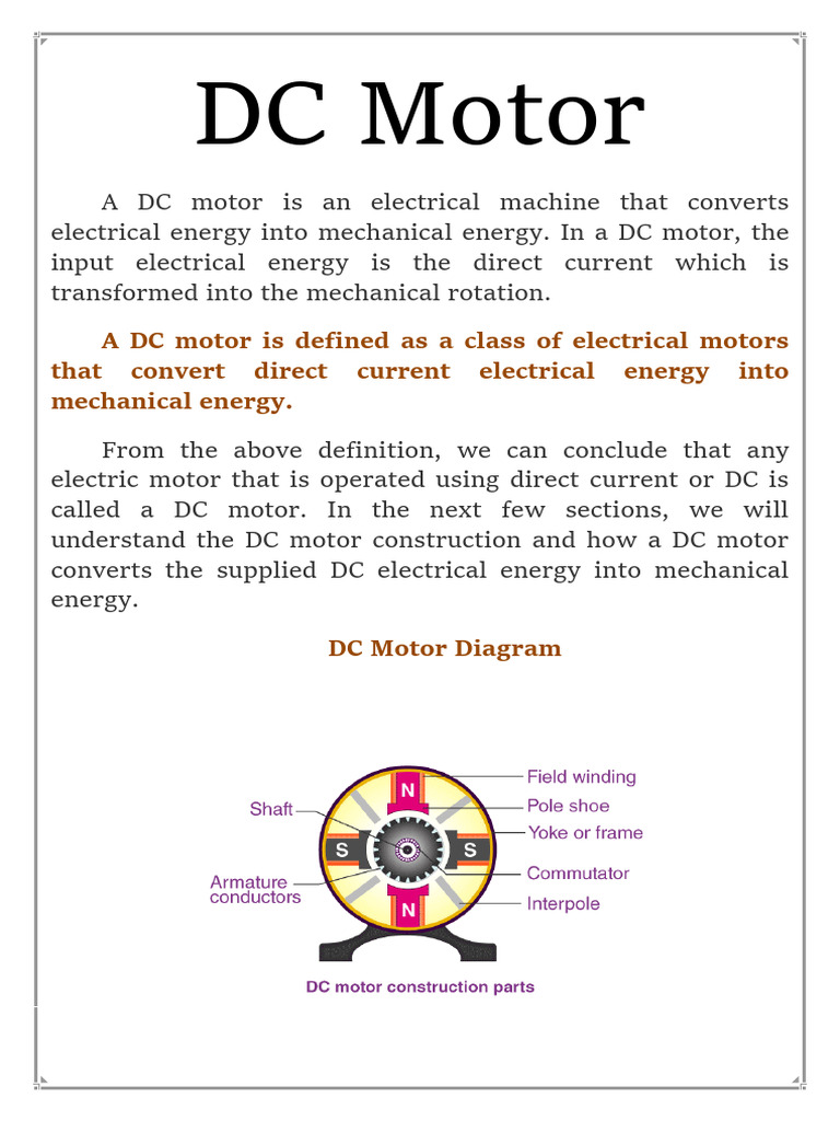 Understanding DC Motors: Types and Function | PDF | Electric Motor ...