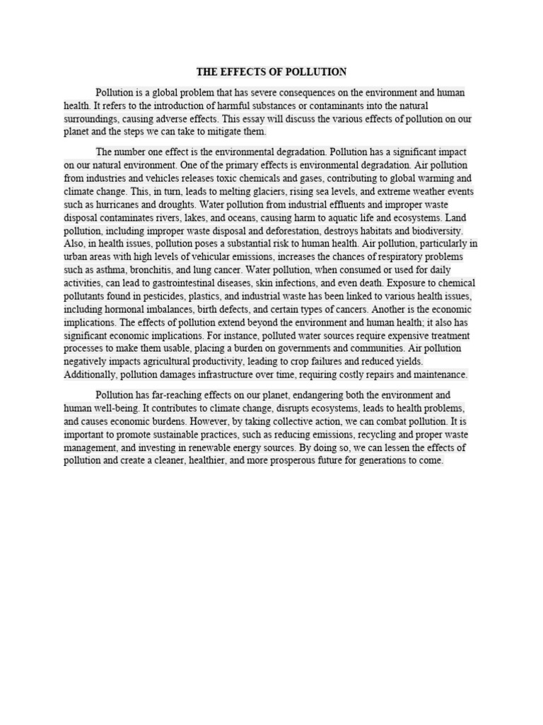 The Effects of Pollution | PDF | Air Pollution | Pollution