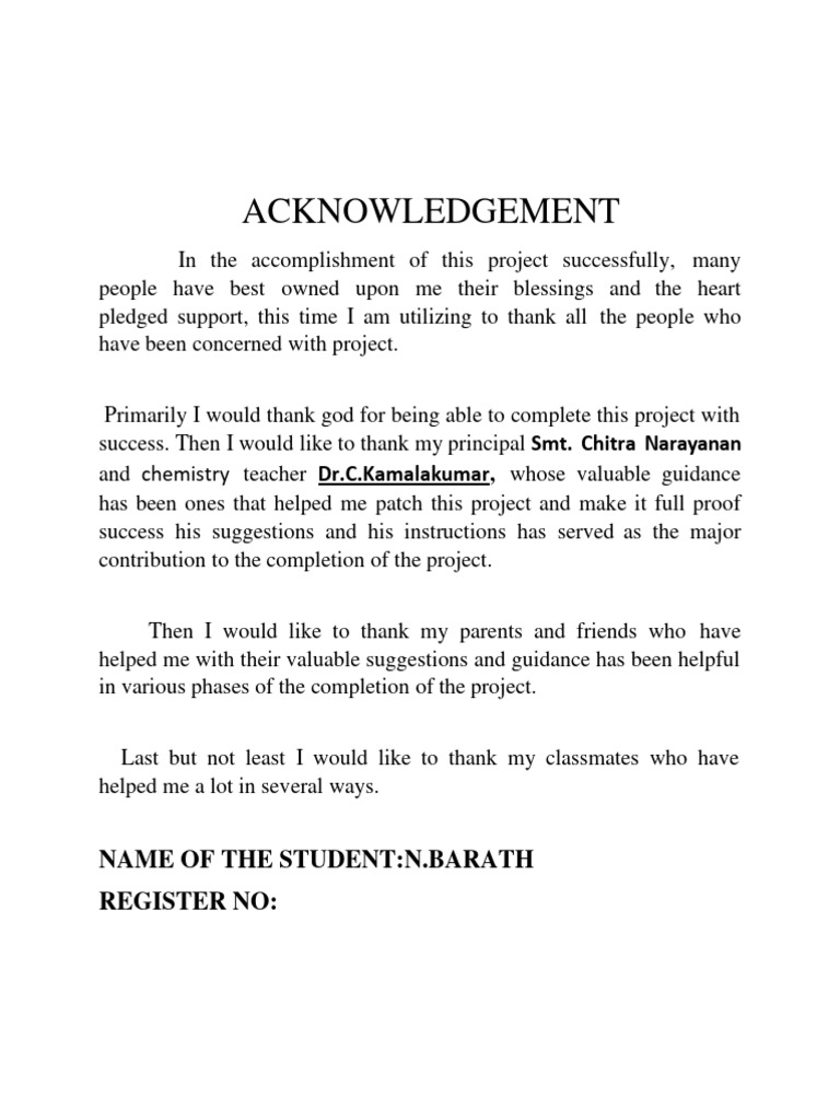 Chemistry Acknowledgement | PDF