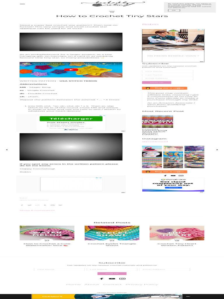 How to Crochet Tiny Stars — Hooked by Robin | PDF | Crochet | Weaving