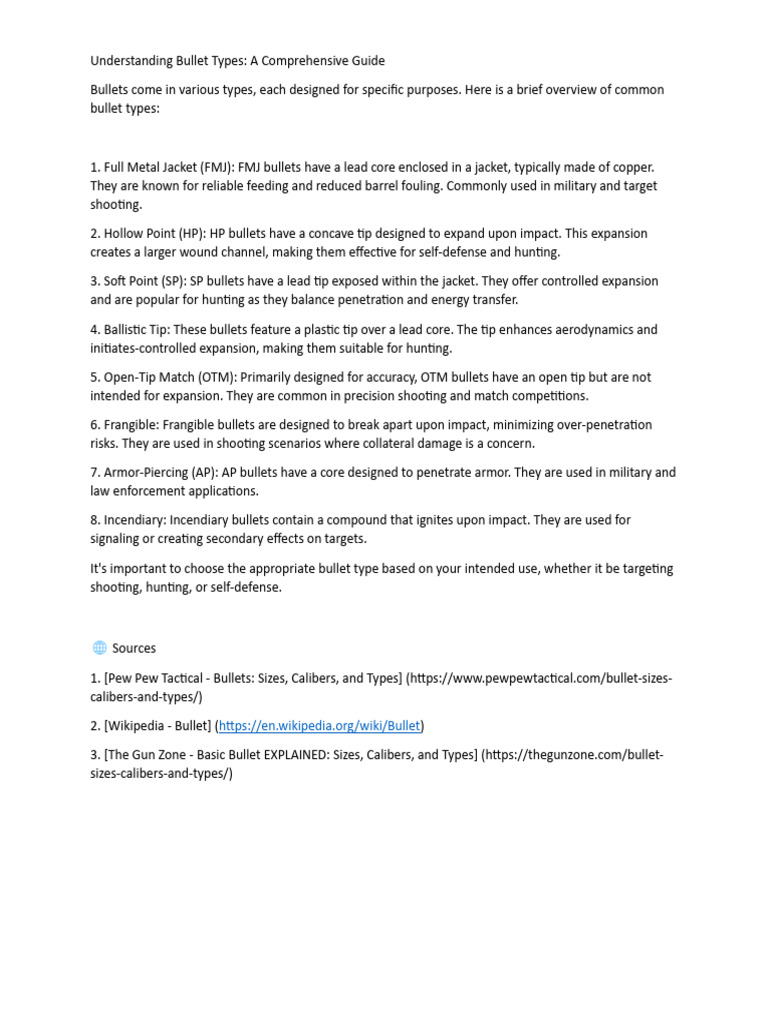 Understanding Bullet Types | PDF