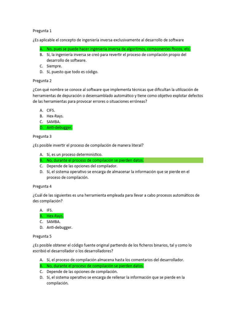 Test de Comprensión | PDF | Compilador | Software