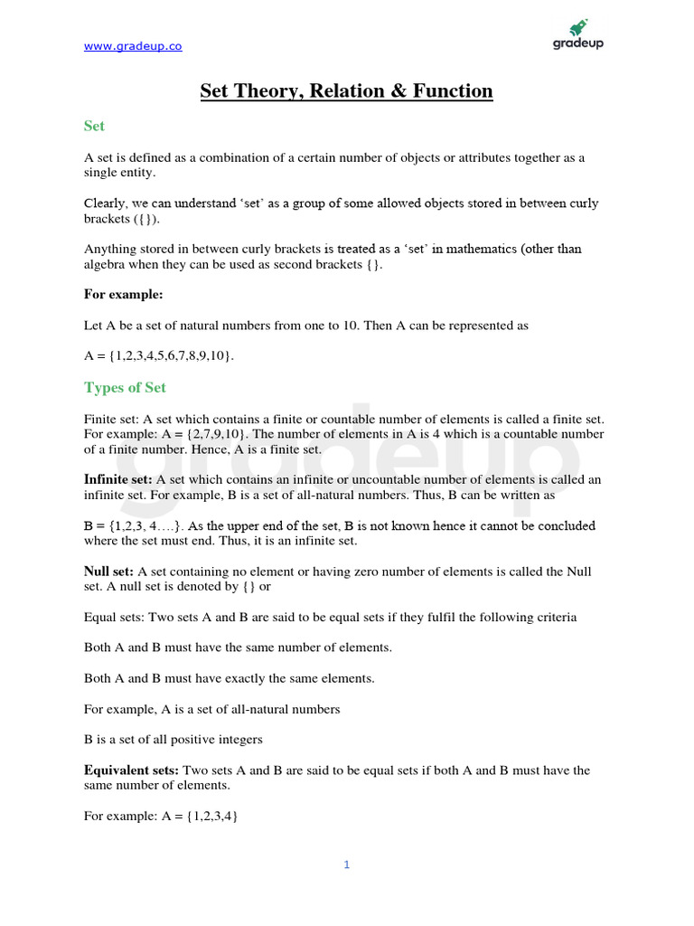 Set Theory: Types, Operations & Relations | PDF | Set (Mathematics) | Function (Mathematics)