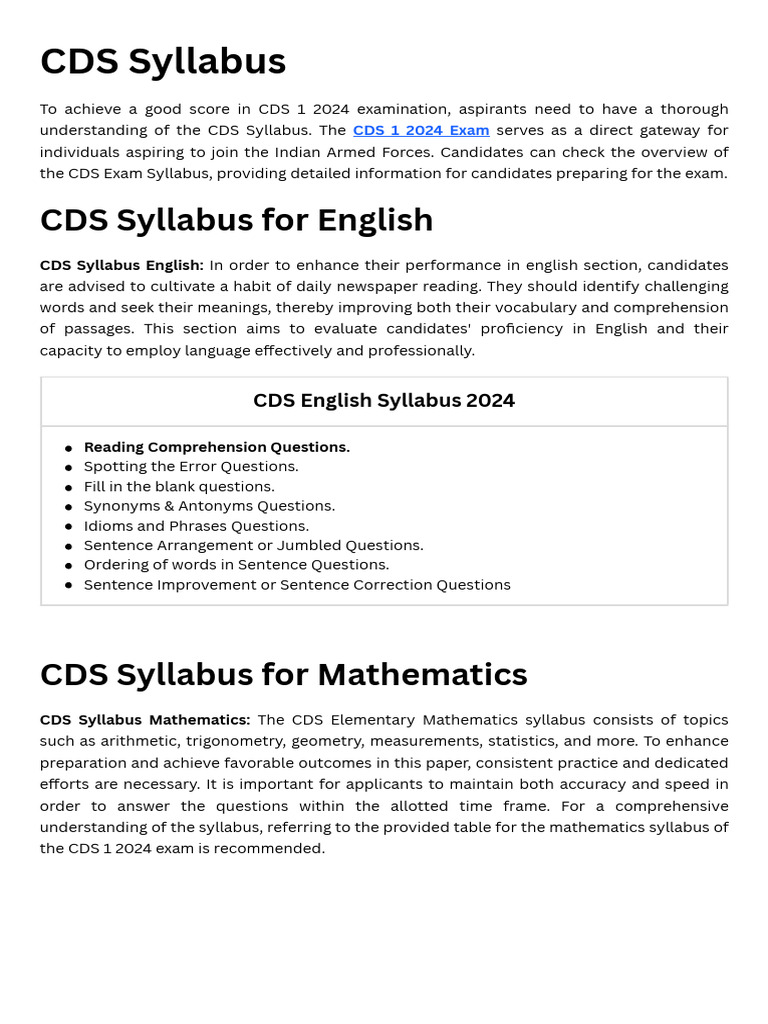 CDS-Syllabus | PDF | Factorization | Equations