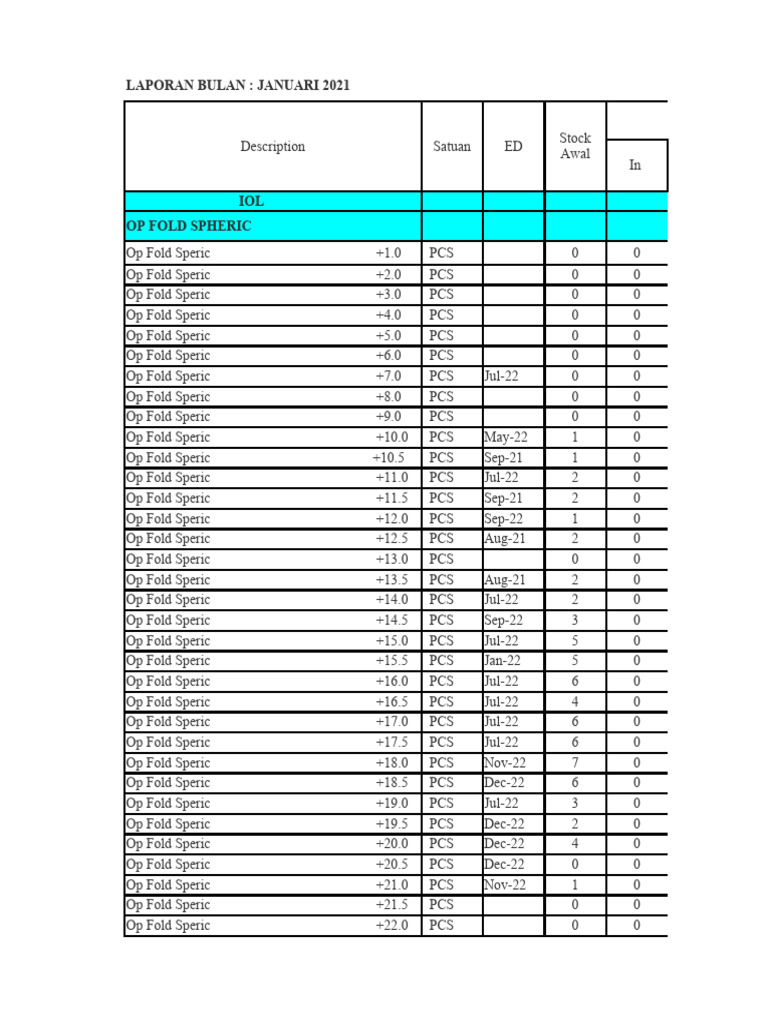 Laporan BHP Bulan Januari 2021 | PDF
