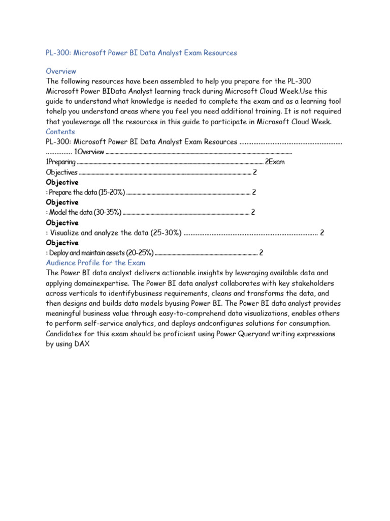 PL300 MS | PDF | Data | Data Analysis