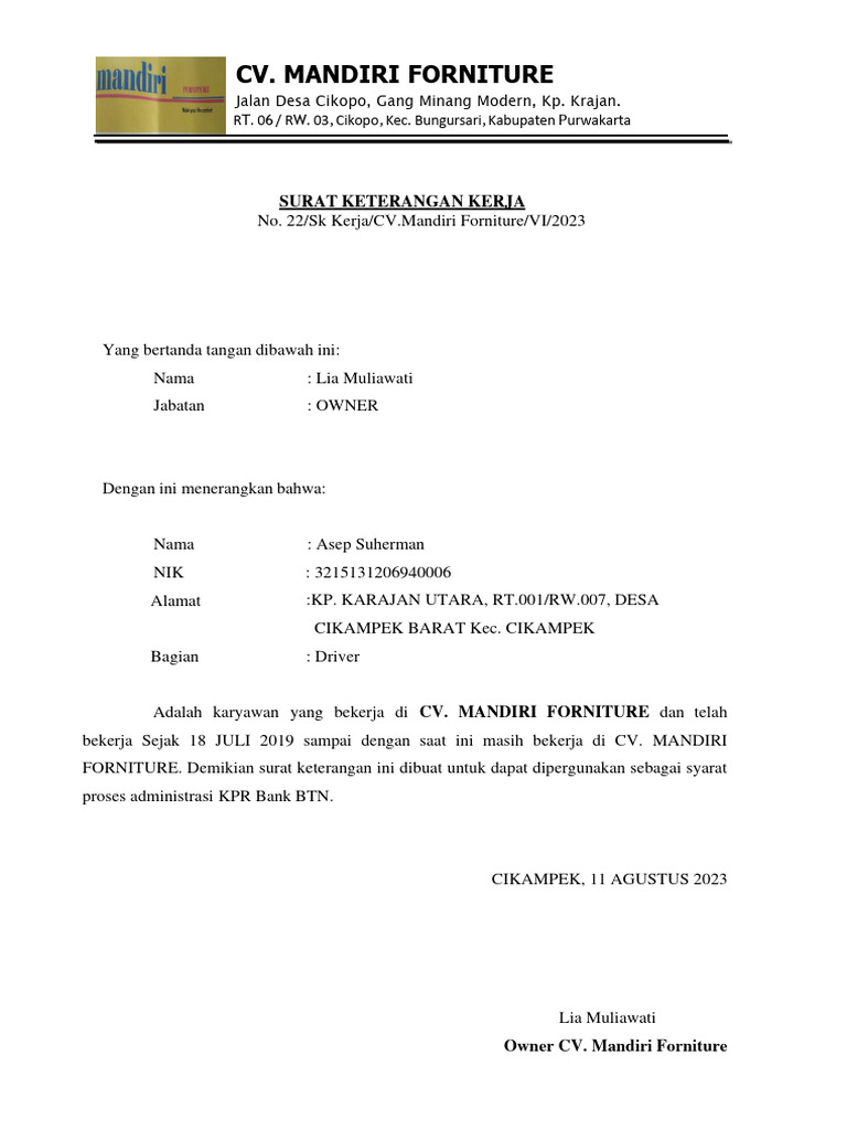 Data Kerja Ompong | PDF