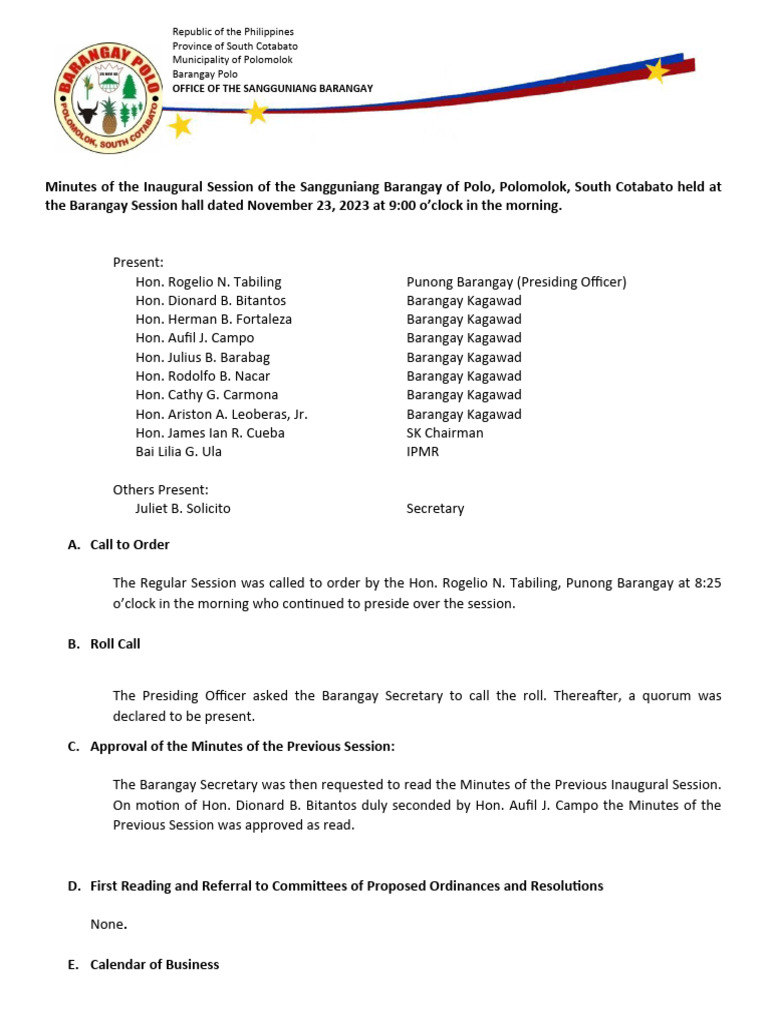 23rd Session Minutes | PDF | Government