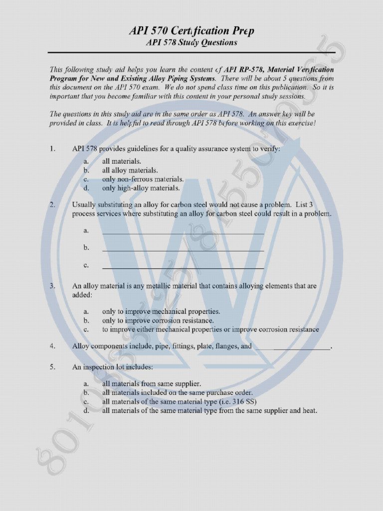 Api 578 Sample Questions Pdf 