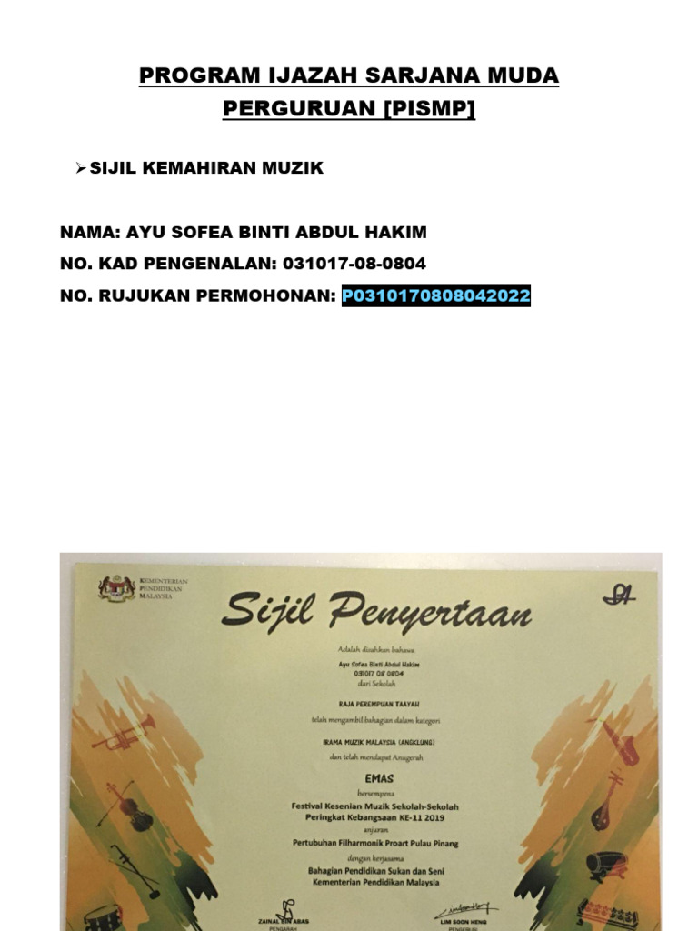 Sijil Kemahiran Muzik Pismp | PDF