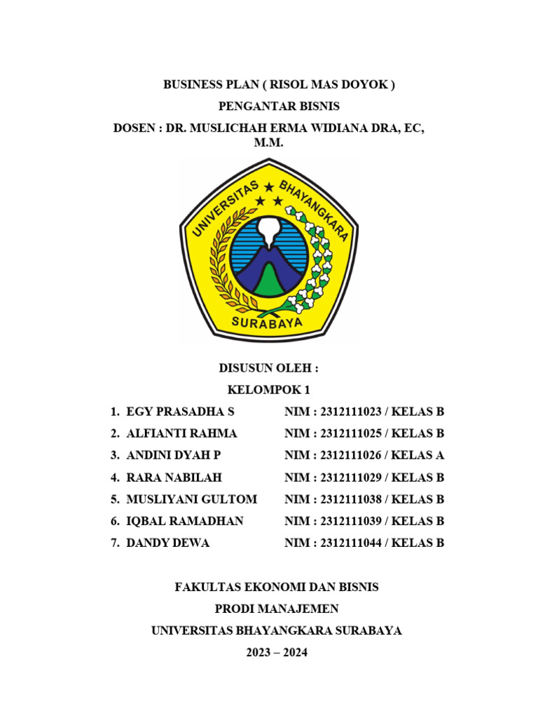 Business Plan Kel 1 Fix Banget | PDF