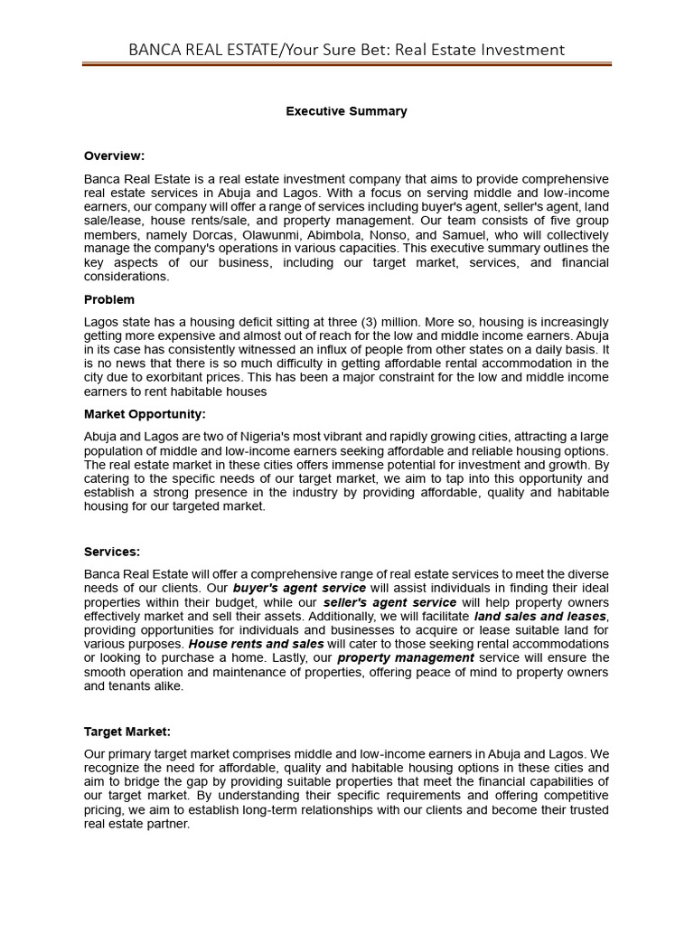 EXECUTIVE SUMMARY | PDF | Sales | Marketing