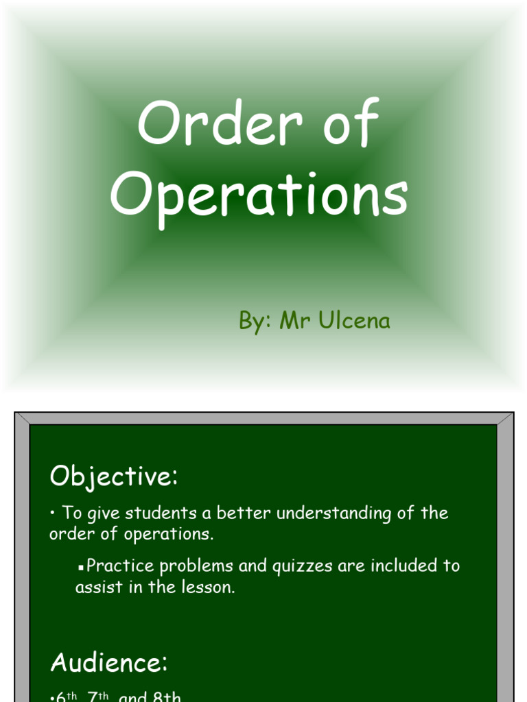 Order of Operations | PDF | Mathematics | Learning