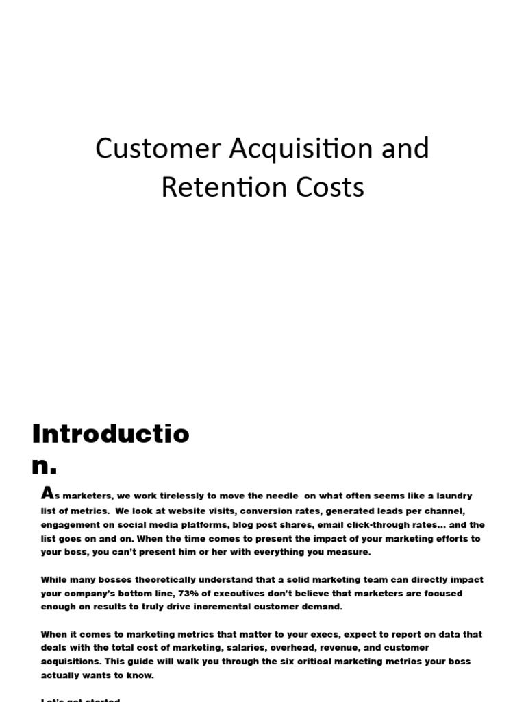 Acquisition vs Retention Cost Analysis | PDF | Marketing | Financial ...