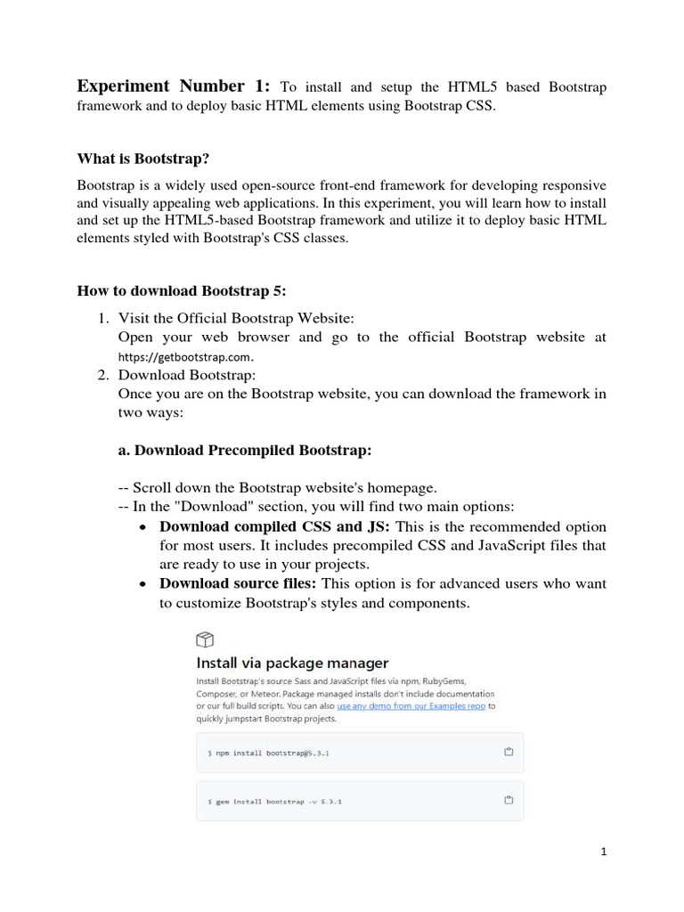 Experiment Number 1:: What Is Bootstrap? | PDF | Bootstrap (Front End ...