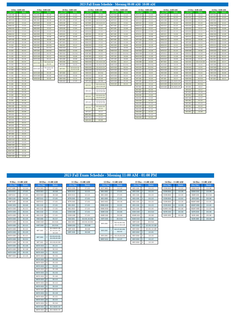 Fall 2023 Exam - Schedule Poster | PDF