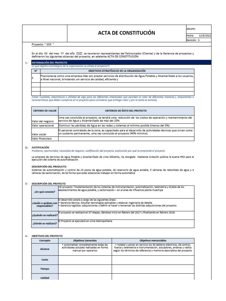 S5 TALLER Acta de Constituci N Rev4 | PDF | Agua | Business
