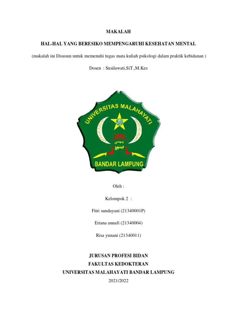 Makalah Kel 2 Hal-Hal Yang Beresiko Mempengaruhi Kes Mental | PDF | Gaya Hidup
