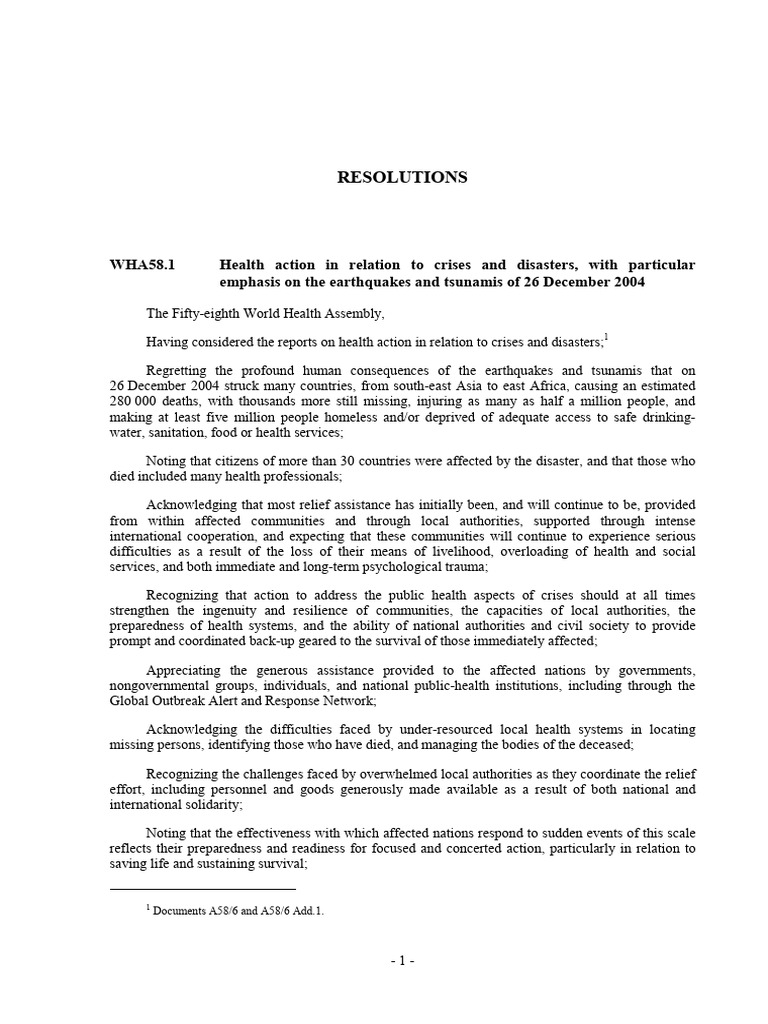 Resolutions | PDF | Malaria | World Health Organization