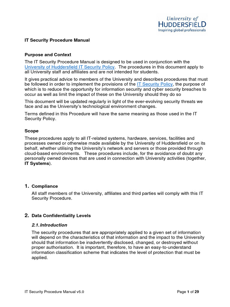 IT Security Procedure Manual | PDF | Password | Security