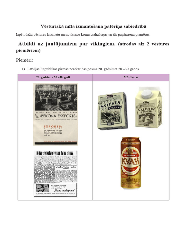 11.uzd - Vēsturiskā Mīta Izmantošana Patēriņa Sabiedrībā. Vikingi | PDF