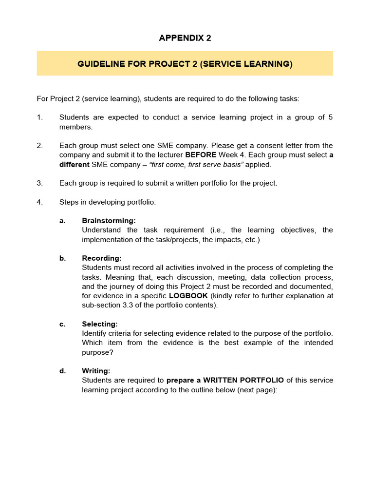 Service Learning Project Guidelines | PDF | Service Learning | Learning