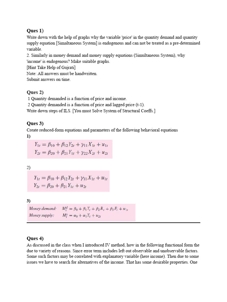 IE Questions | PDF | Errors And Residuals | Demand