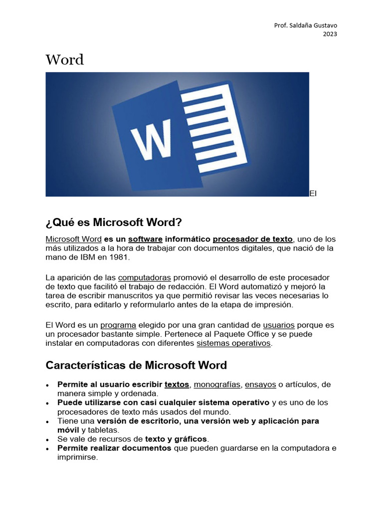 Que Es WORD | PDF | Microsoft Word | Procesador de textos