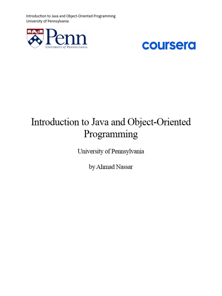 Introduction To Java and Object-Oriented Programming | PDF | Java (Programming Language ...