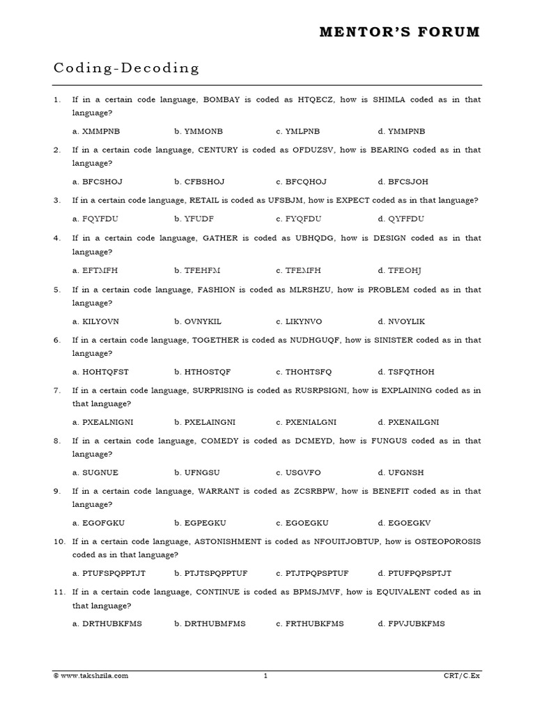 LR2 Coding-Decoding C Ex | PDF | Linguistics | Human Communication