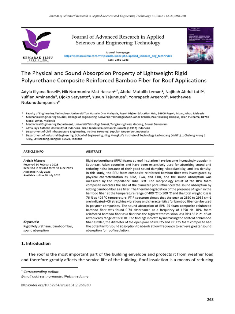The Physical and Sound Absorption Property of Lightweight Rigid | PDF ...