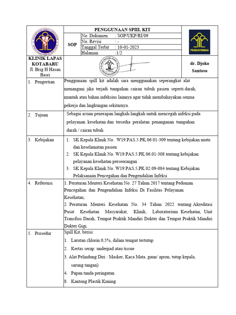 5 Sop Penggunaan Spill Kit | PDF