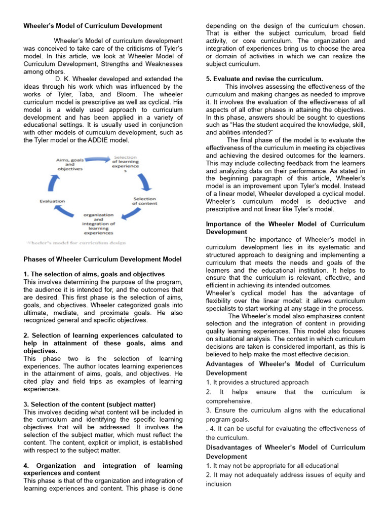 Wheeler | PDF | Curriculum | Goal