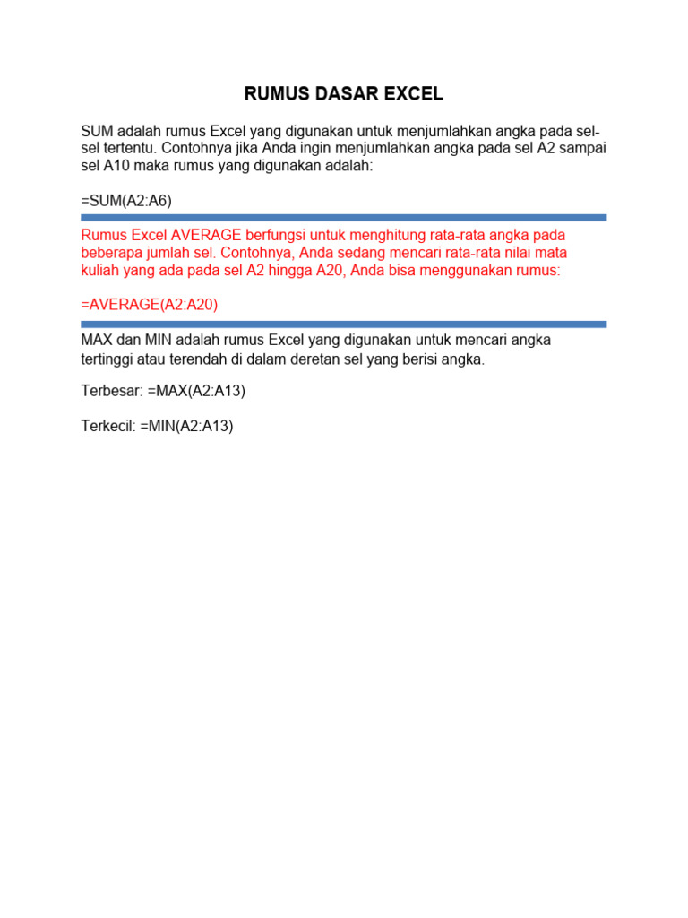 Rumus Dasar Excel | PDF | Komputer