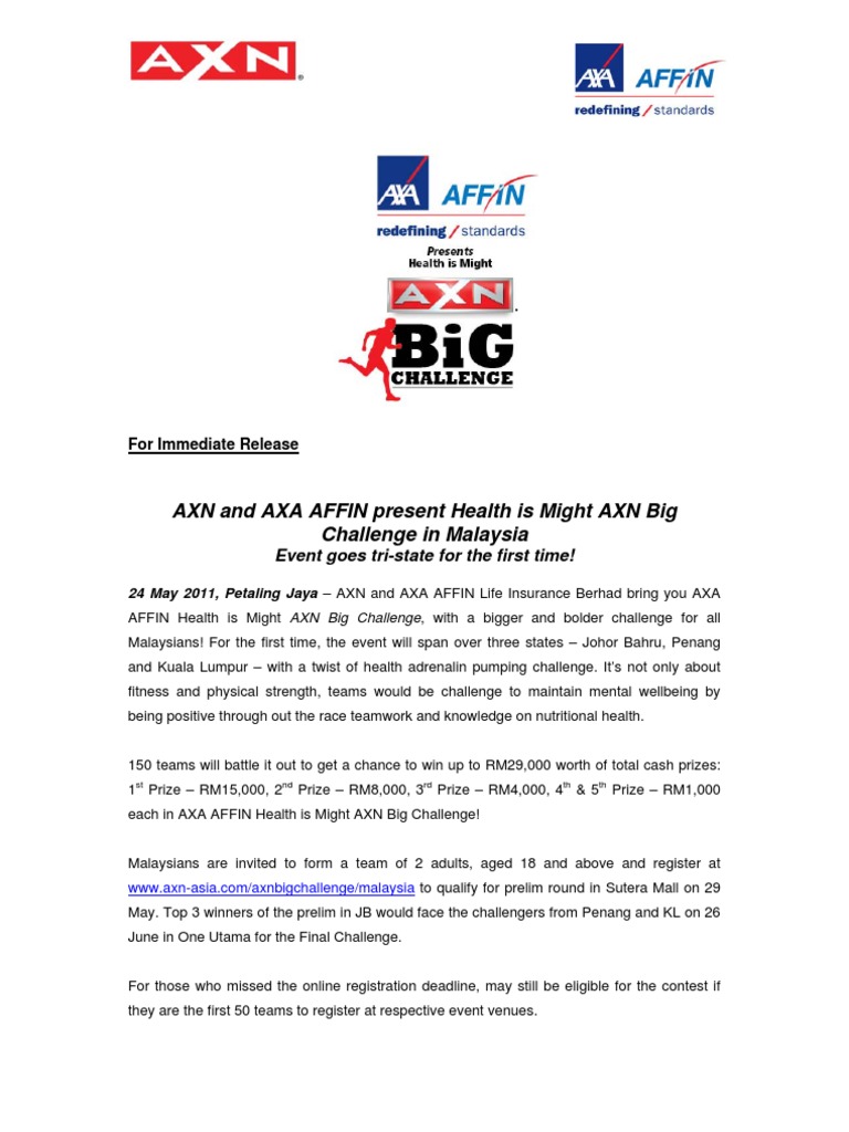 AXN Big Challenge Press Release (Final) | PDF | Sony | Television