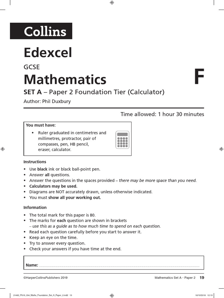 Edexcel GCSE Maths Paper 2 Foundation | PDF | Mathematics
