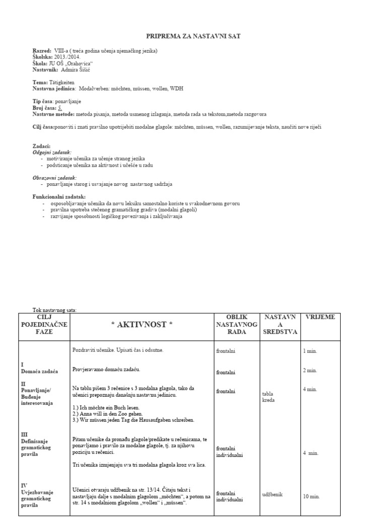 Priprema Za Nastavni Sat 5 | PDF