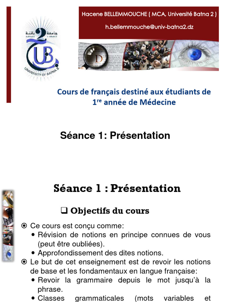 Cours de Français : Classes Grammaticales | PDF | Nom (grammaire) | Pronom
