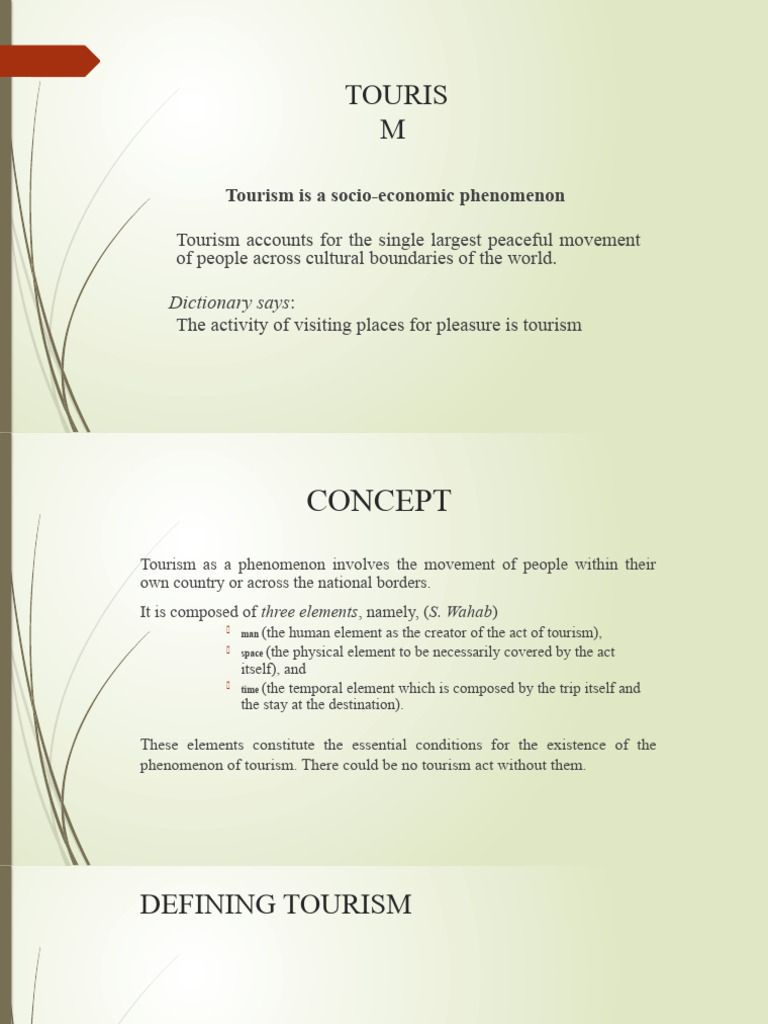Basics of Tourism Concepts Explained | PDF | Tourism | Transport