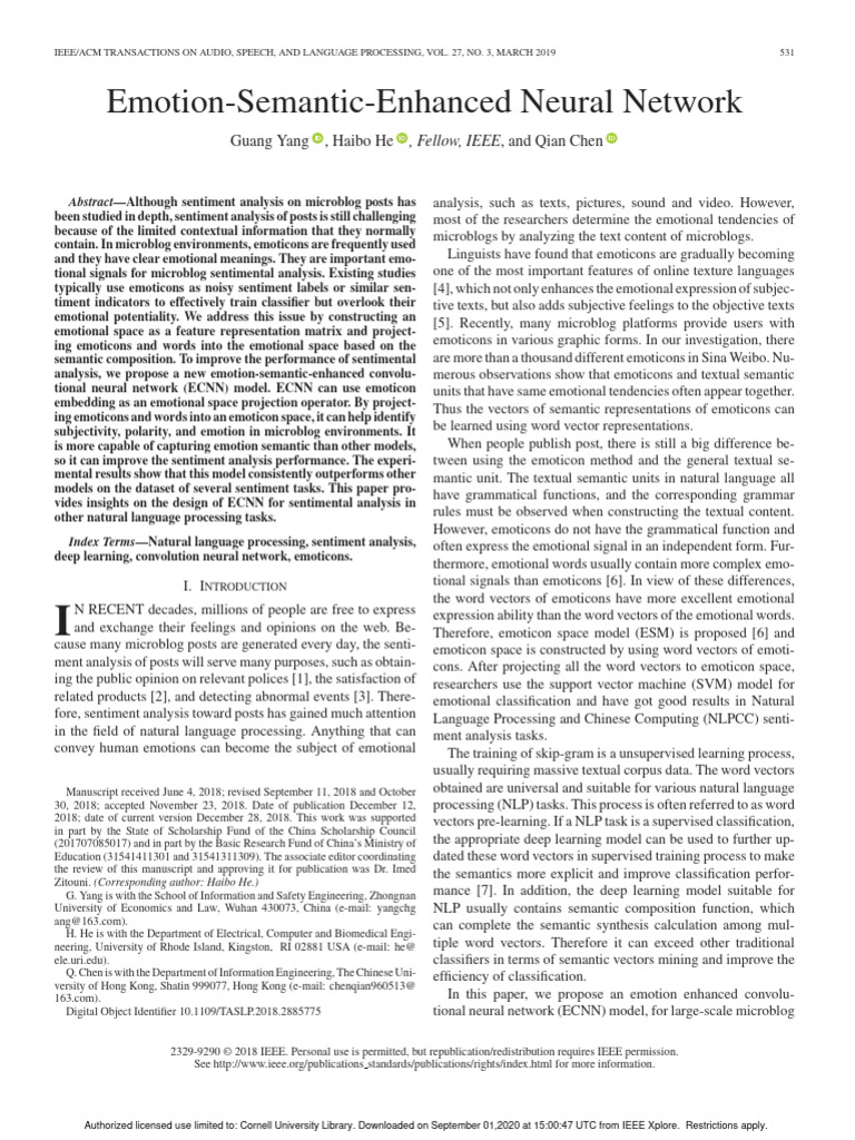 Emotions Semantic ENN IEEE 2019 | PDF | Deep Learning | Cognitive Science