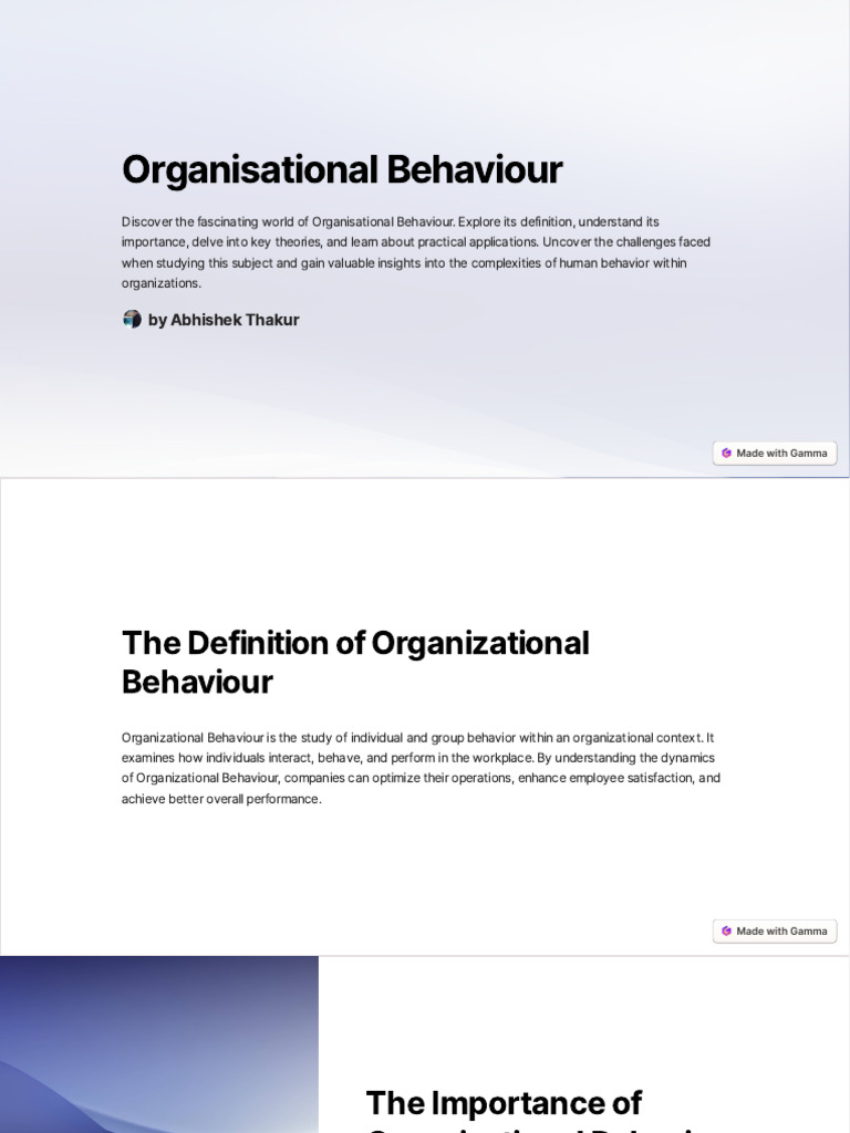 Organisational Behaviour | PDF | Organizational Behavior | Motivational