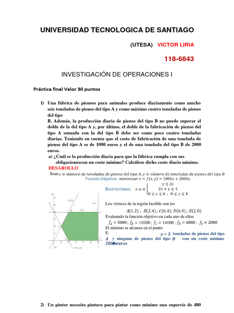 Practica Final Operativa VICTOR LIRIA | PDF | Métodos y materiales de ...