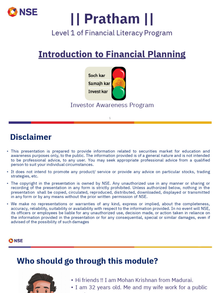 Level 1 - Pratham - Introduction To Financial Planning - 0 | PDF | Investment Fund | Mutual Funds