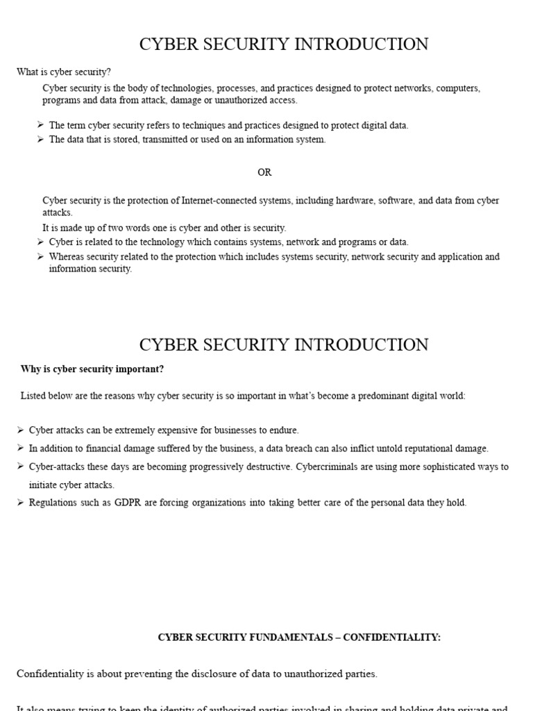 Cyber Security Introduction | PDF | Computer Security | Security
