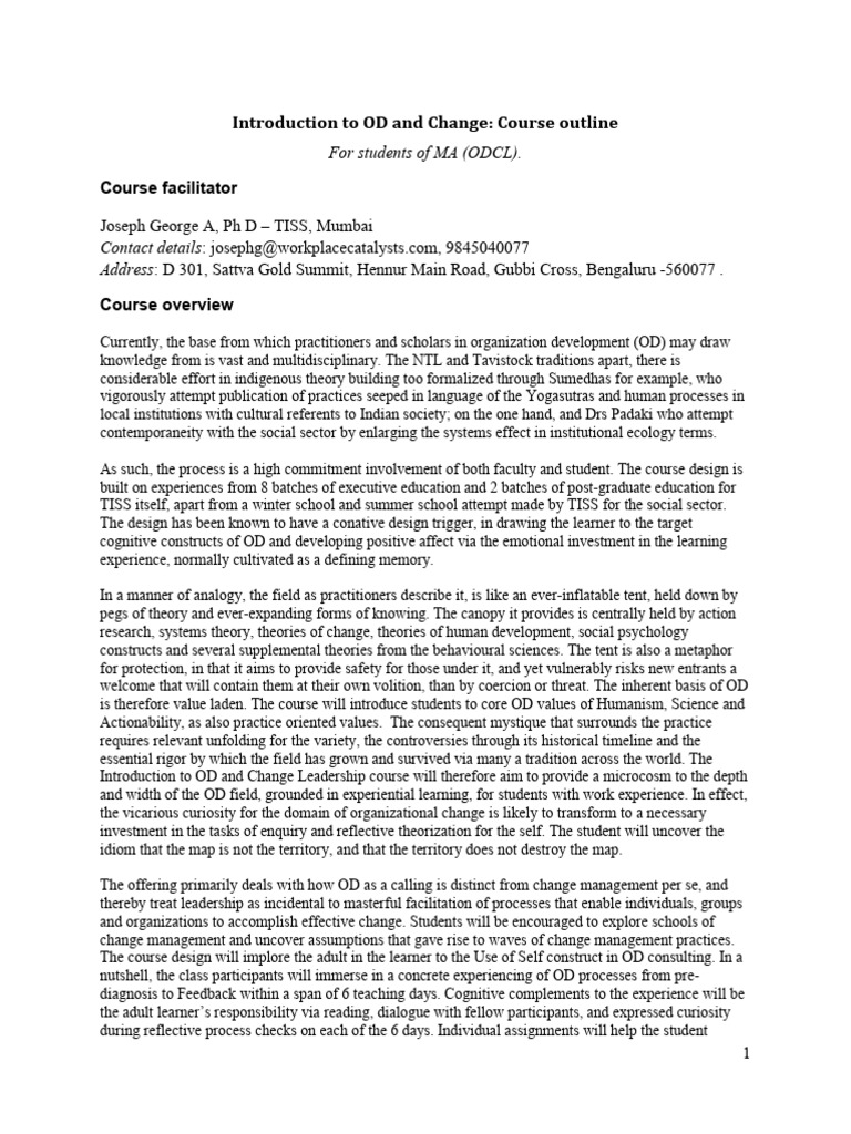 Intro To OD and Change 2023-25 | PDF | Organization Development ...