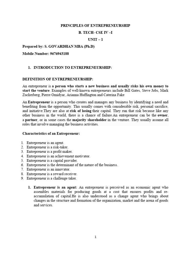 PRINCIPLES OF ENTREPRENEURSHIP | PDF | Entrepreneurship | Business Plan